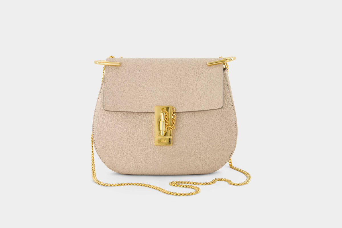 Chloe Drew Leather Chain Bag - Beige– Luxe Indulgence